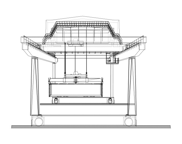 Rail-mounted gantry container crane outline Vector Image