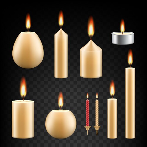 Burning candles different sizes Royalty Free Vector Image