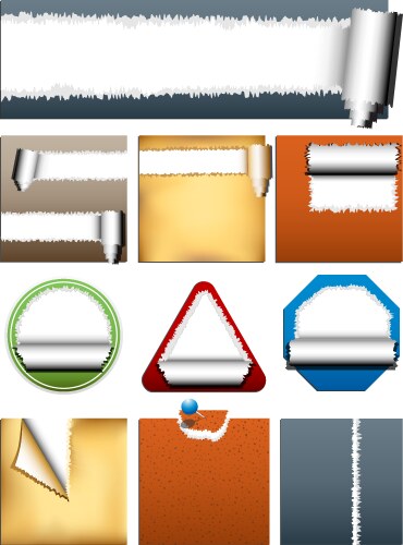 Color torn paper collection Royalty Free Vector Image