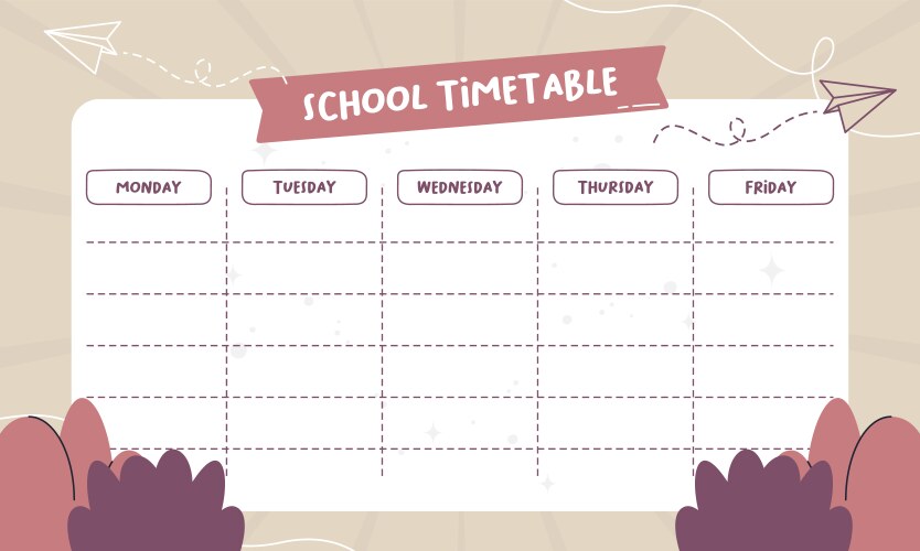 School timetable poster template Royalty Free Vector Image