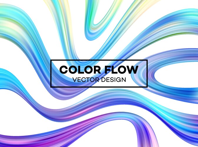 Rainbow color liquid wave lines poster set Vector Image