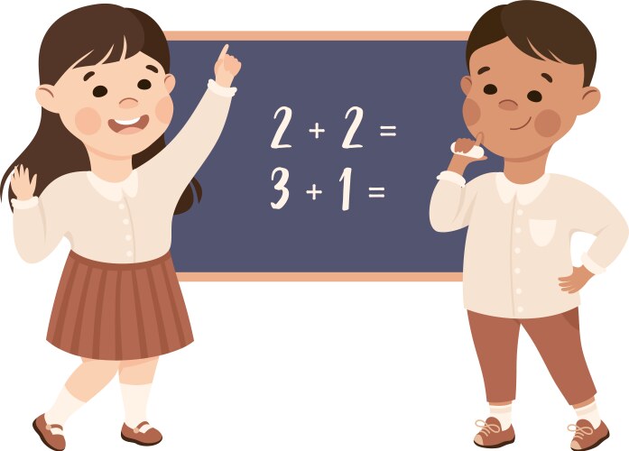 Kids having math lesson Royalty Free Vector Image