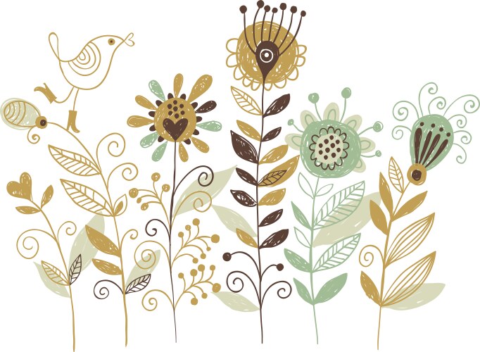 Set hand drawn spring or summer nature elements Vector Image