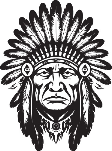 Apache man wearing an indian chief headdress Vector Image