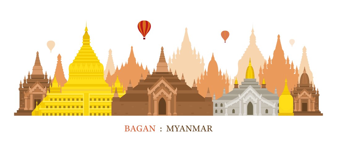 Myanmar landmarks and culture object set Vector Image