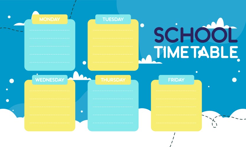 School timetable poster template Royalty Free Vector Image