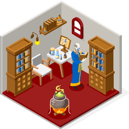 Cartoon alchemy compositions Royalty Free Vector Image