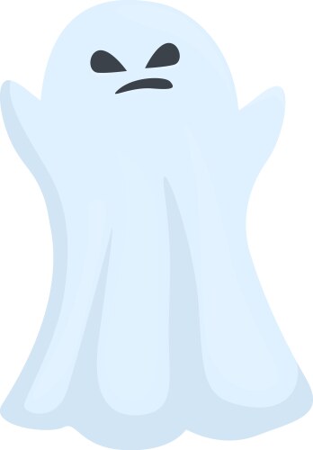 Angry cartoon ghost floating with black eyes and Vector Image
