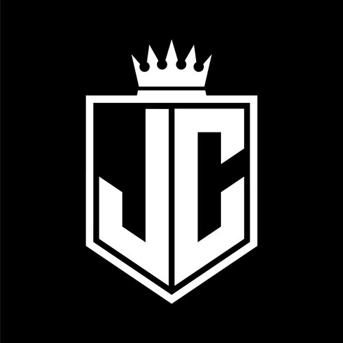 Jc letter monogram with shield shape crown Vector Image