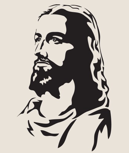 Jesus christ face sketch drawing Royalty Free Vector Image