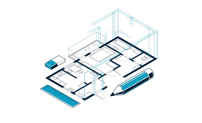 Floorplan implementation drawing with pencil flat Vector Image