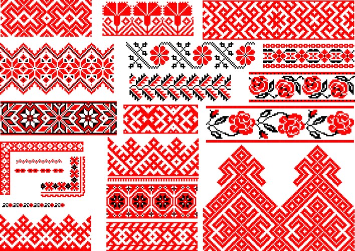 Set of 25 seamless ethnic patterns for embroidery Vector Image