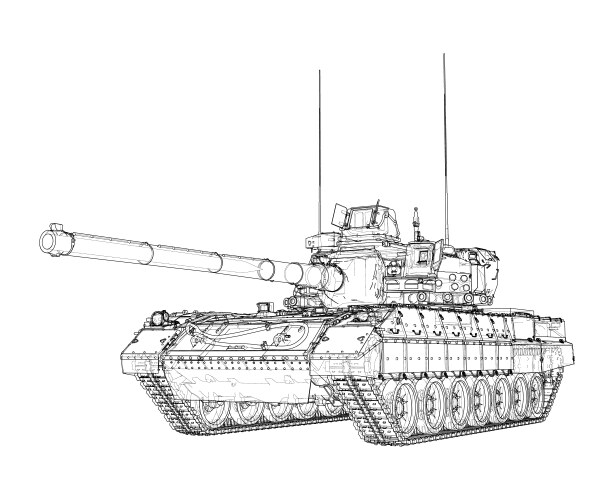 Realistic tank blueprint outline armored car Vector Image