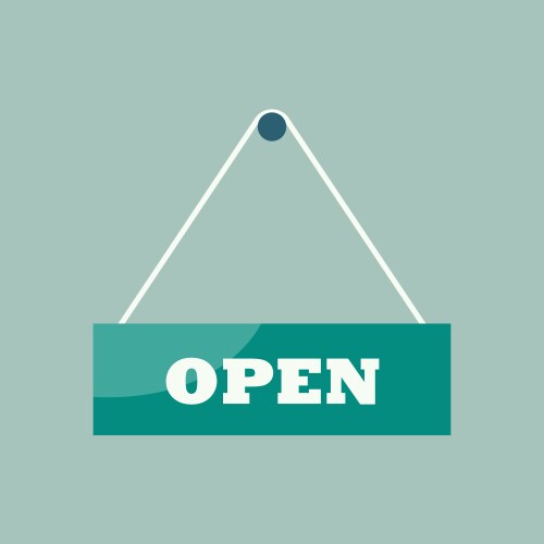 Open signs hanging with chain Royalty Free Vector Image