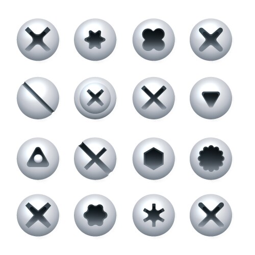 Screw head types Royalty Free Vector Image - VectorStock