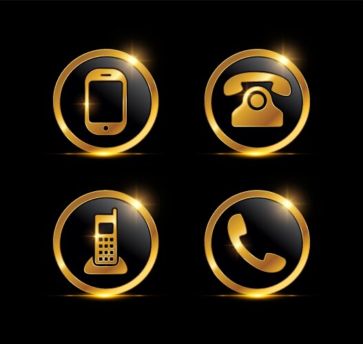 Golden phone sign Royalty Free Vector Image - VectorStock