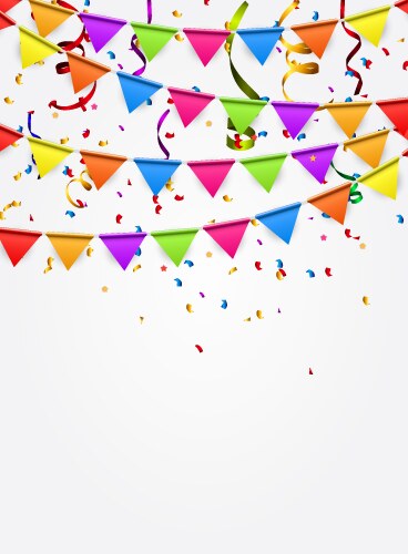 Party background with colorful flags and confetti Vector Image