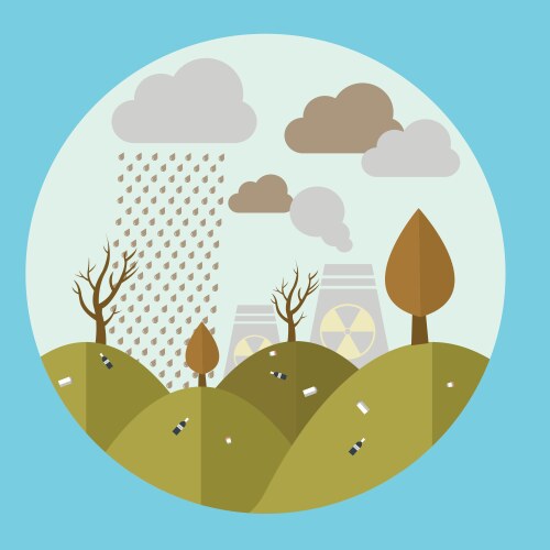 Pollution control scene with dry land Royalty Free Vector