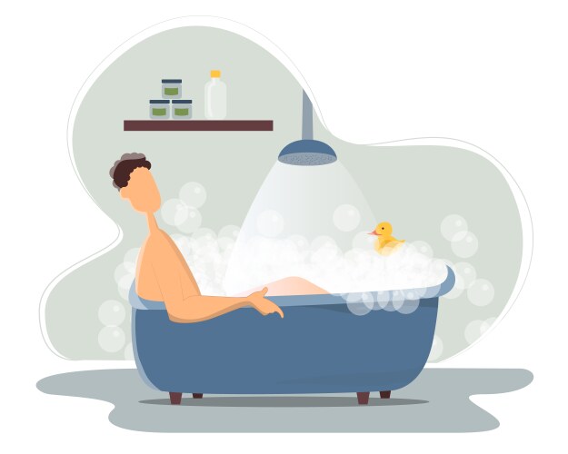 Boy taking bath in bathroom Royalty Free Vector Image