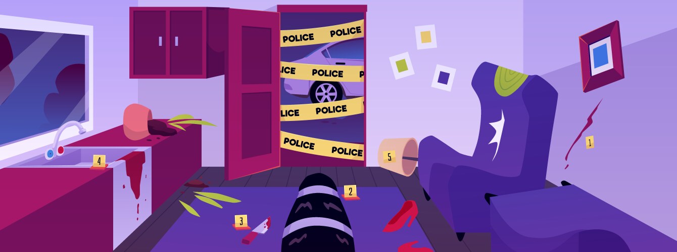 Crime scene murder investigation Royalty Free Vector Image