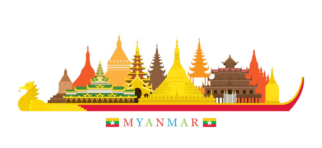 Myanmar landmarks and culture object set Vector Image