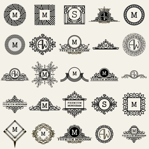 Vintage monogram design templates icons symbols Vector Image