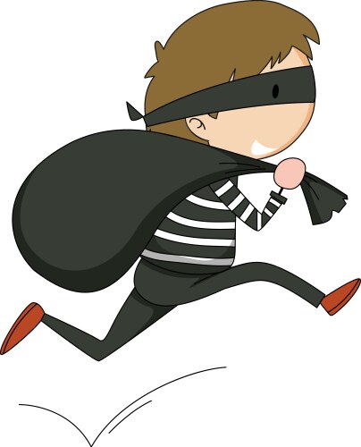 Thief cartoon with sack of money Royalty Free Vector Image