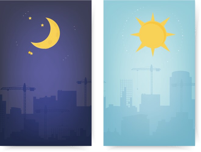 Opposite adjectives words with day and night Vector Image