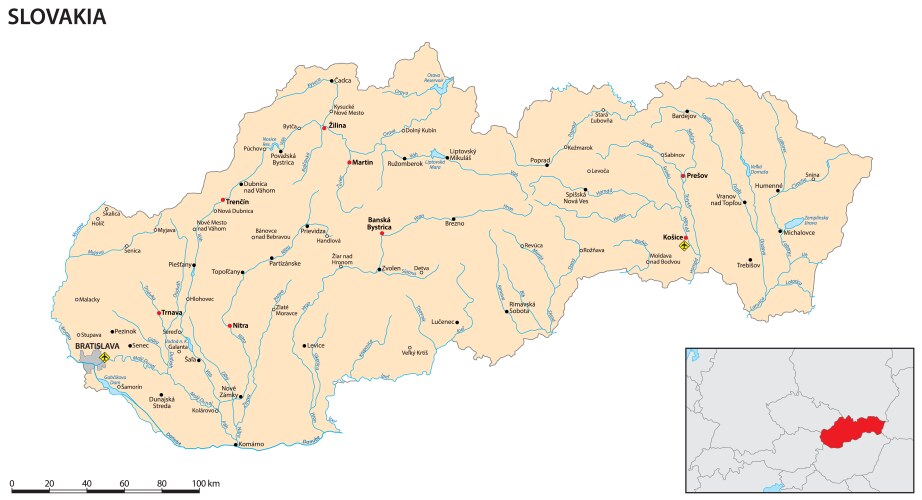 Map of slovak republic Royalty Free Vector Image