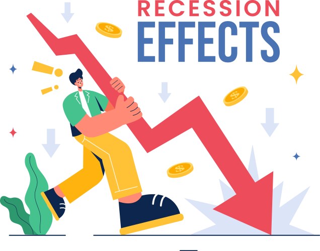 Recession effects showing the impact on economic Vector Image