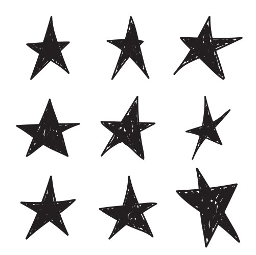Collection of hand drawn stars Royalty Free Vector Image