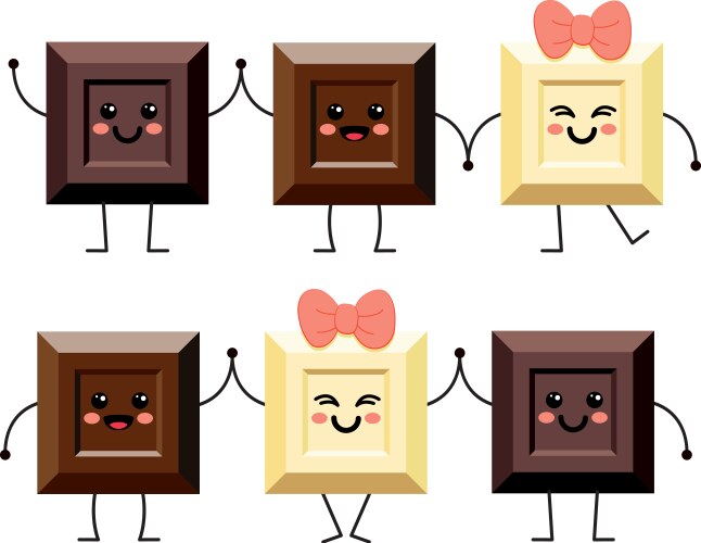 Two chocolate bar characters showing thumb up Vector Image