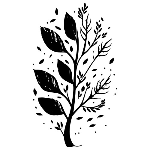 Tree half spring autumn floral sketch draw Vector Image