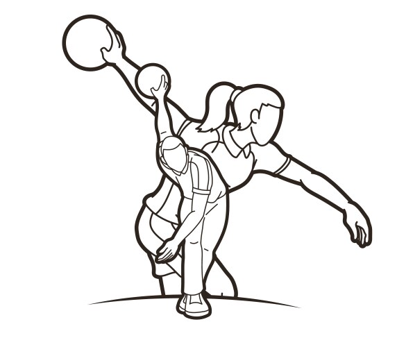 Bowling sport players bowler Royalty Free Vector Image