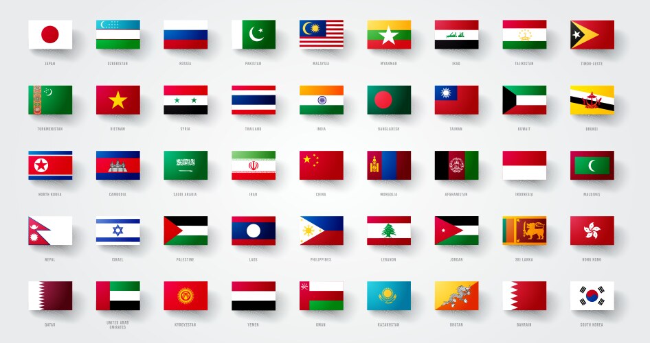 Flags of asia set Royalty Free Vector Image - VectorStock