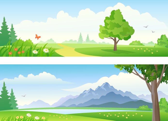 Spring flowers meadow landscape Royalty Free Vector Image