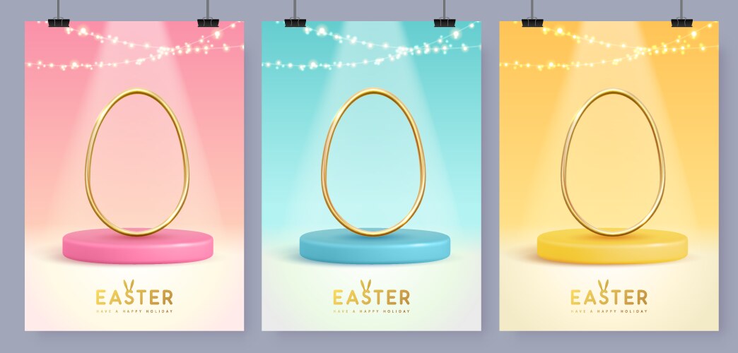 Easter showcase backgrounds with 3d podium Vector Image