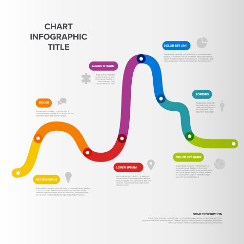Thick line dark infographic timeline diagram Vector Image