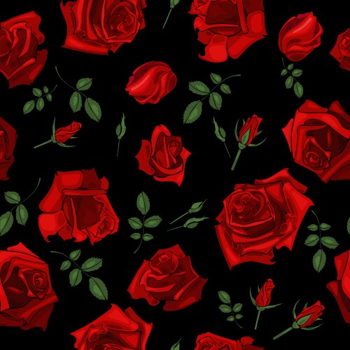 Red rose flower seamless pattern Royalty Free Vector Image