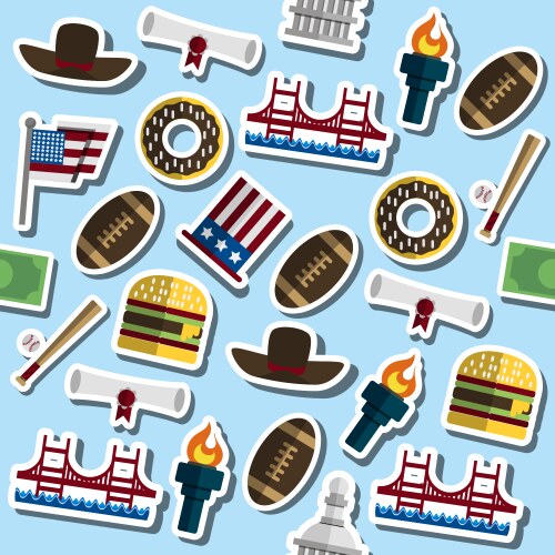 Hand drawn doodle usa symbols set Royalty Free Vector Image