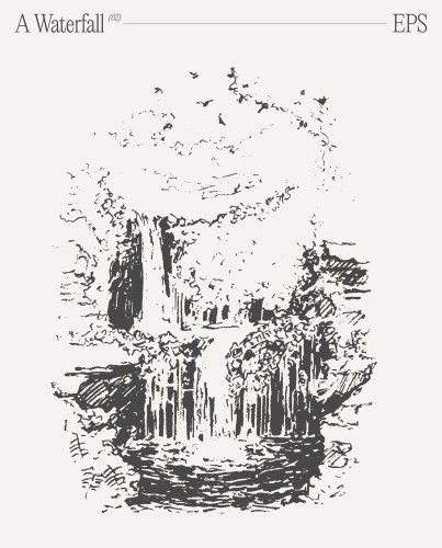 Waterfall on a river hand drawing design element Vector Image