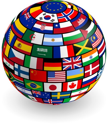 Flags of the world in globe Royalty Free Vector Image