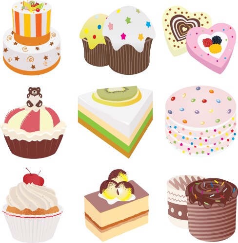 Cartoon sweet products collection Royalty Free Vector Image