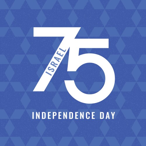 76 years of israel independence day blue banner Vector Image