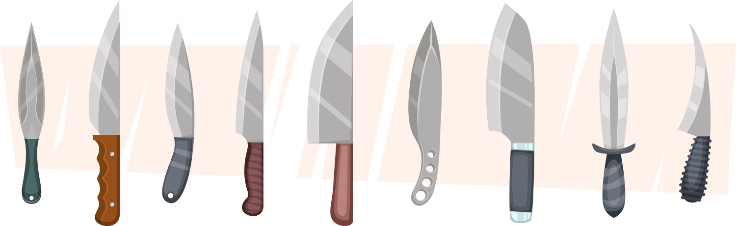 Types of kitchen knives set Royalty Free Vector Image