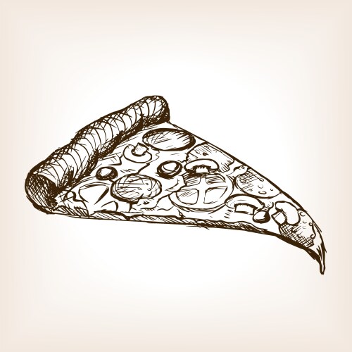 Hand drawn slice of pizza food italian menu Vector Image