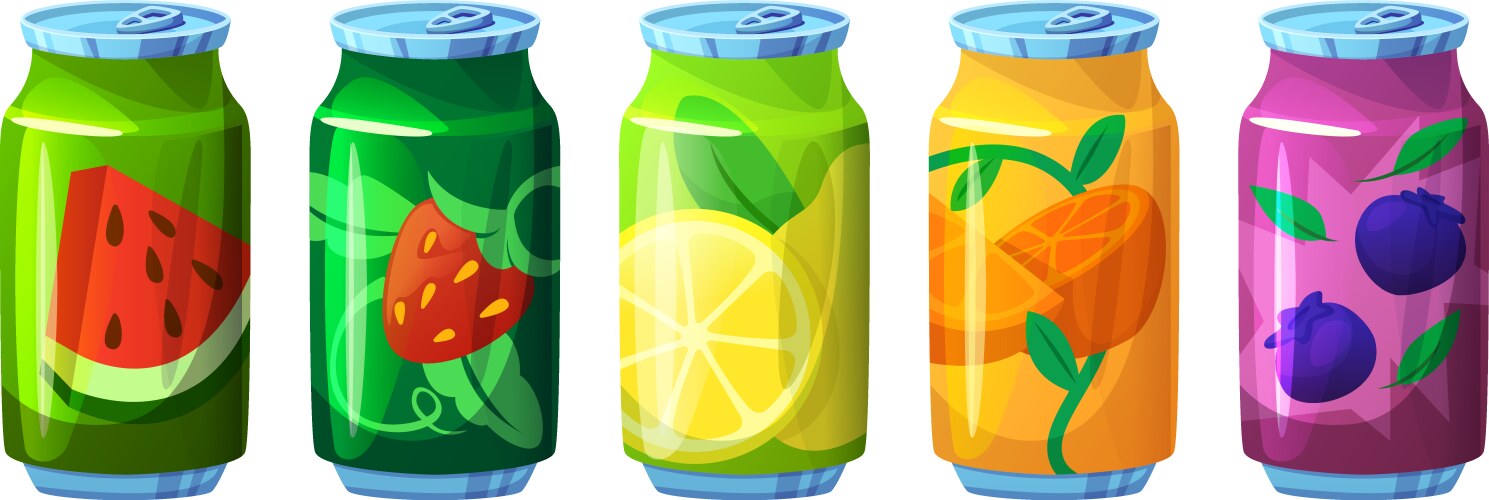 Soda cups and cans set drinks various flavors Vector Image