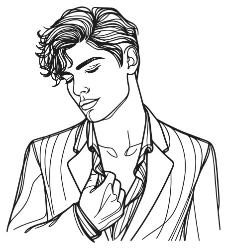 Man boy and husband line art drawing design Vector Image