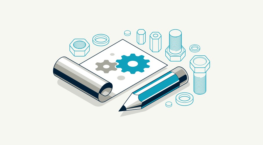 Mechanical engineering project concept engine Vector Image