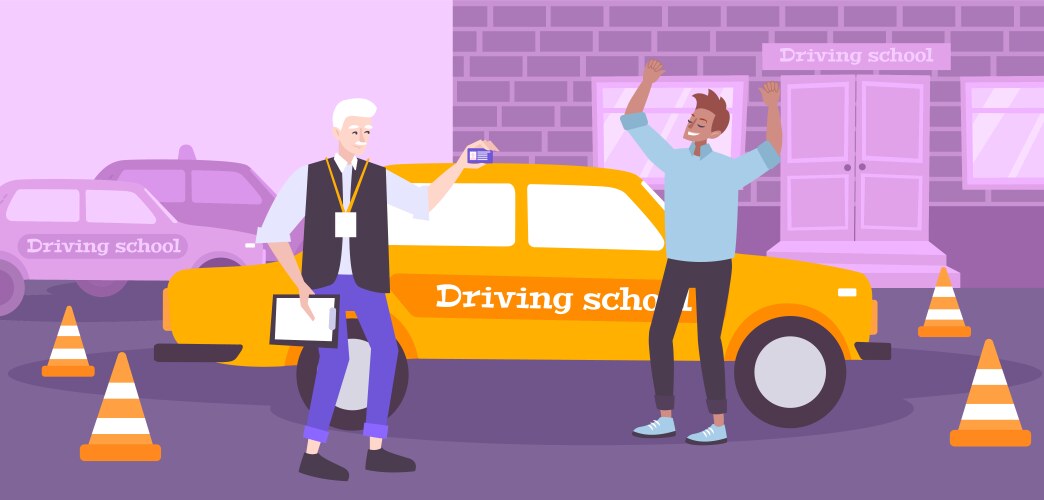 Driving school mobile template Royalty Free Vector Image